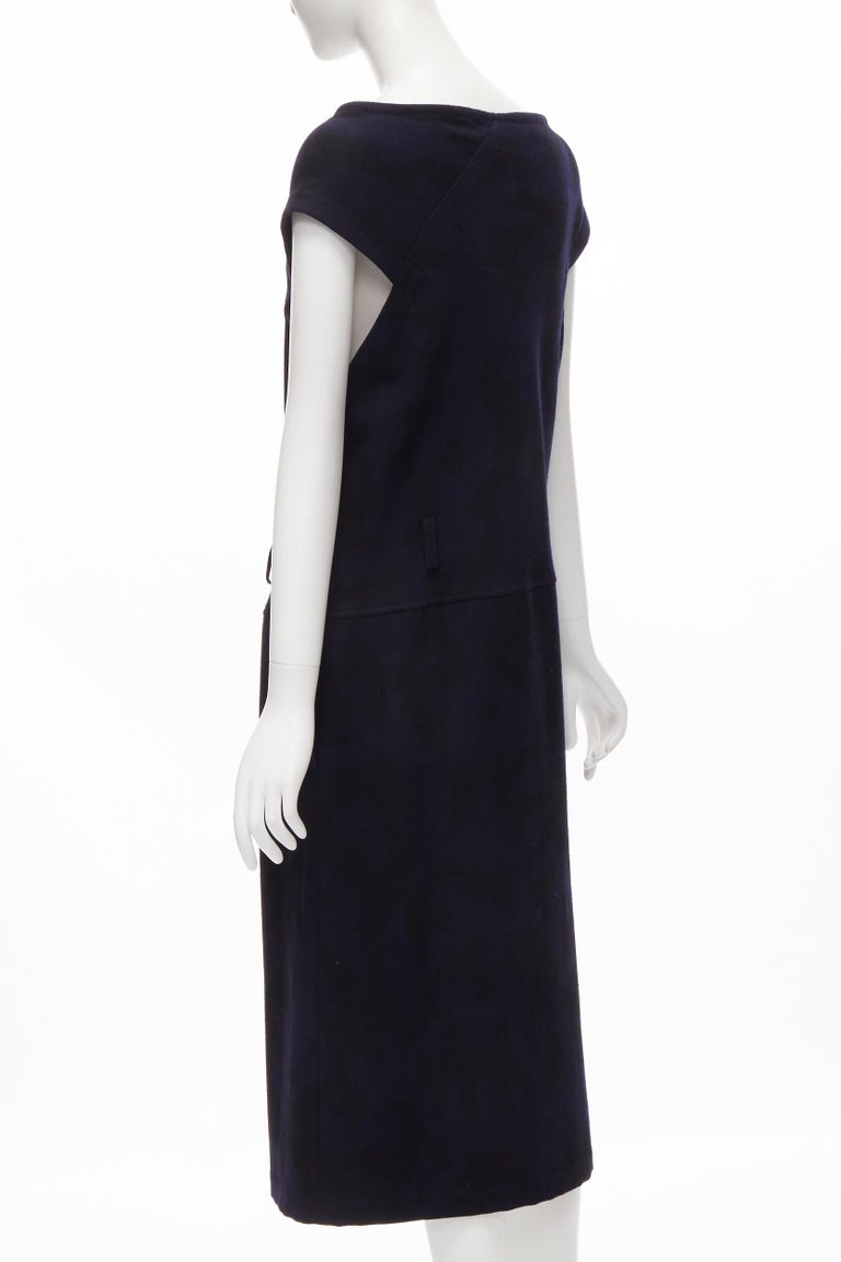 vintage COMME DES GARCONS 1989 navy black wool belt loop asymmetric ...