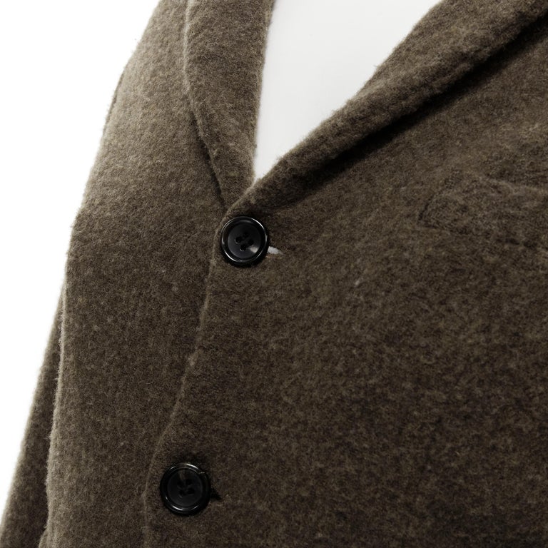 vintage COMME DES GARCONS 1994 green boiled wool shrunken raggedy ...