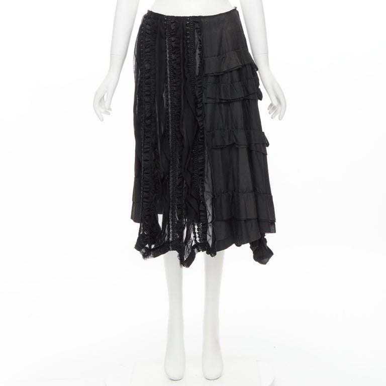 vintage COMME DES GARCONS 2005 Broken Bride black embroidery ruffle ...