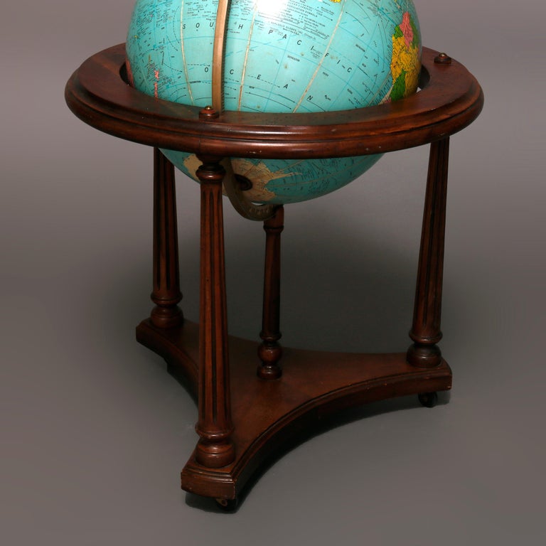 Vintage Comprehensive World Globe on Mahogany Floor Stand by Replogle ...