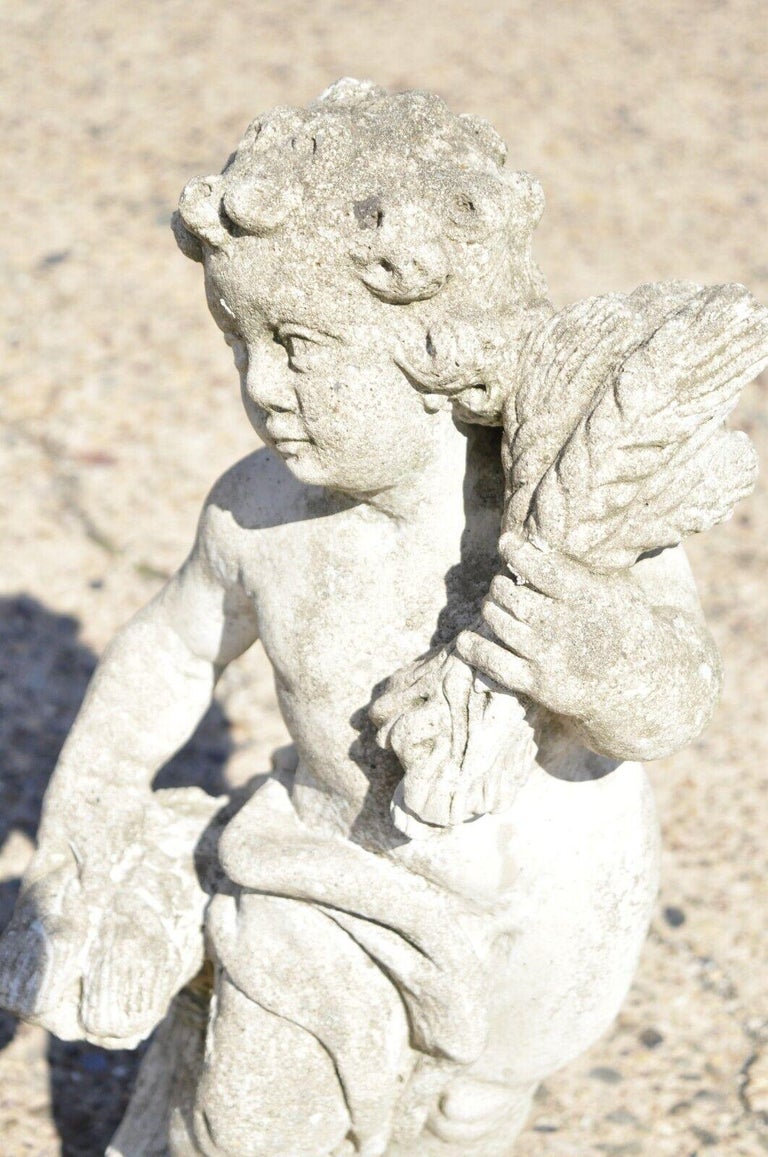 Vintage Concrete 24" Four Seasons Autumn Fall Garden Cherub Putti ...