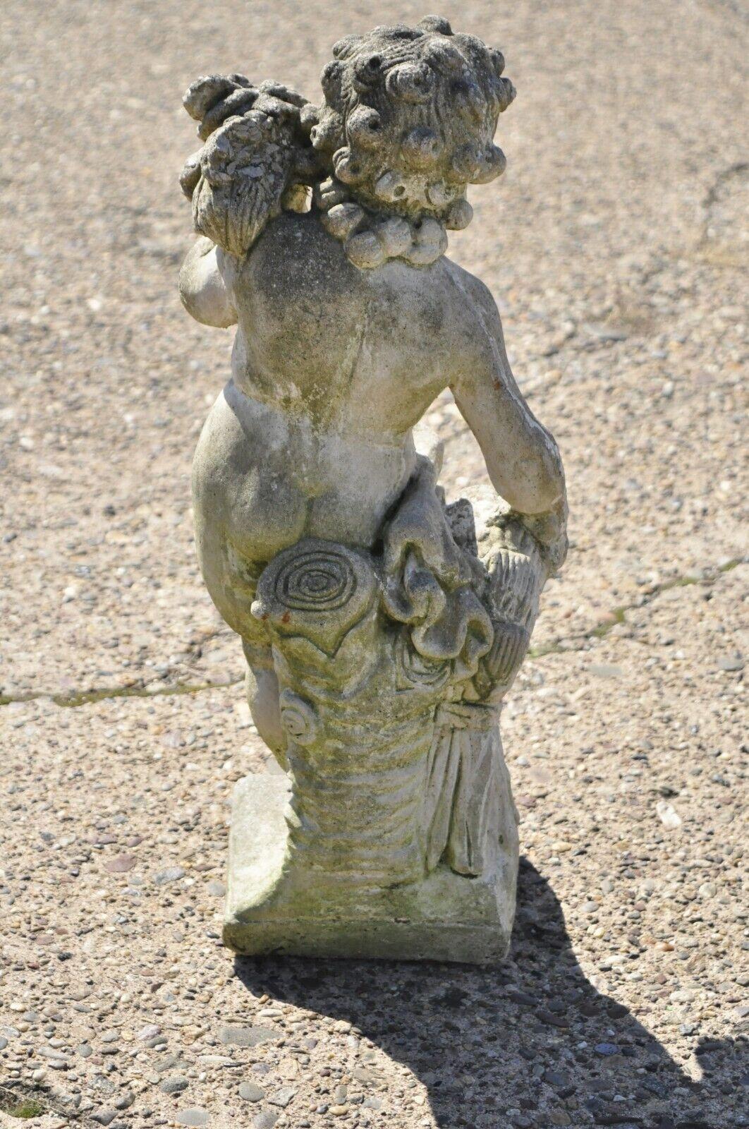 Vintage Concrete 24" Four Seasons Autumn Fall Garden Cherub Putti ...