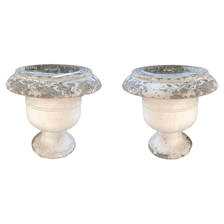 Vintage Concrete Planters, a Pair For Sale at 1stDibs