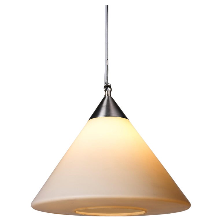 Vintage Conical Glass Pendant Light - Large For Sale at 1stDibs