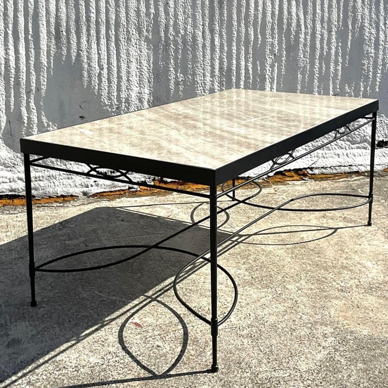 Vintage Contemporary Amalfi Living Stone Top Dining Table For Sale at ...