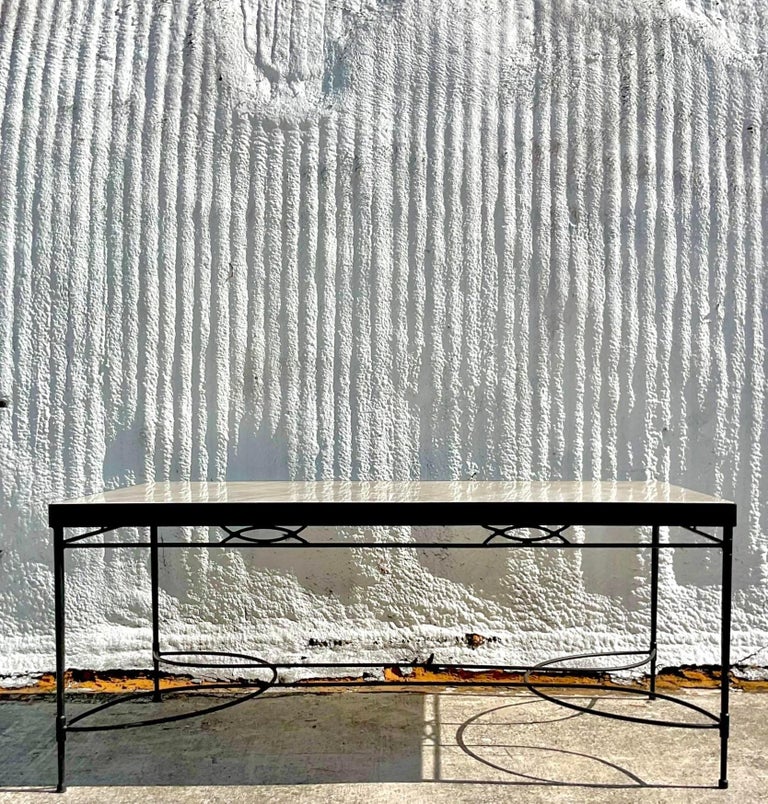 Vintage Contemporary Amalfi Living Stone Top Dining Table For Sale at ...