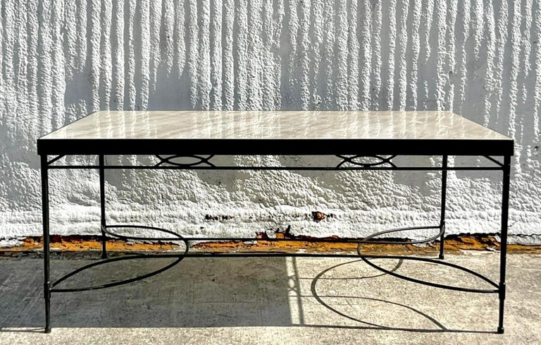 Vintage Contemporary Amalfi Living Stone Top Dining Table For Sale at ...