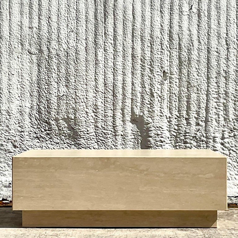 Vintage Contemporary Architectural Block Travertine Coffee Table For ...
