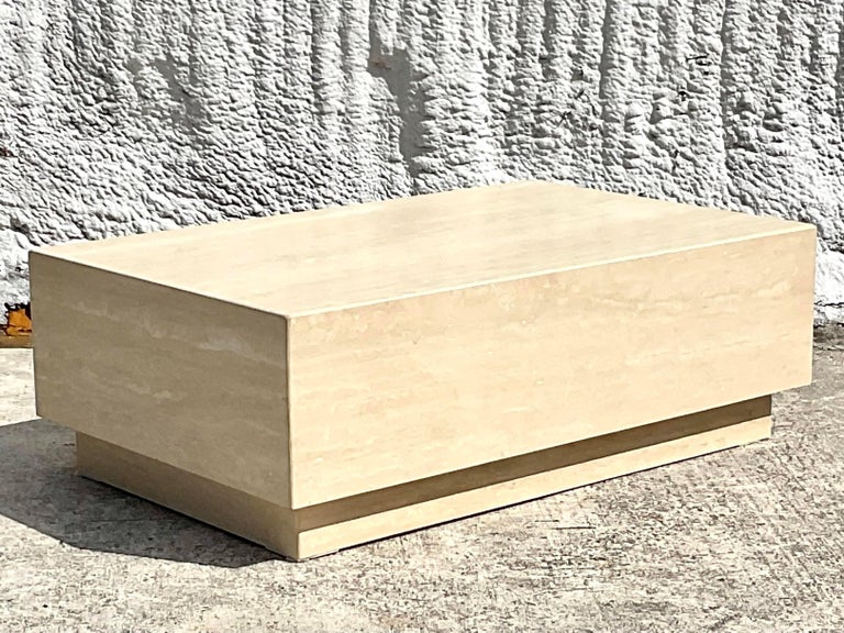Vintage Contemporary Architectural Block Travertine Coffee Table For ...