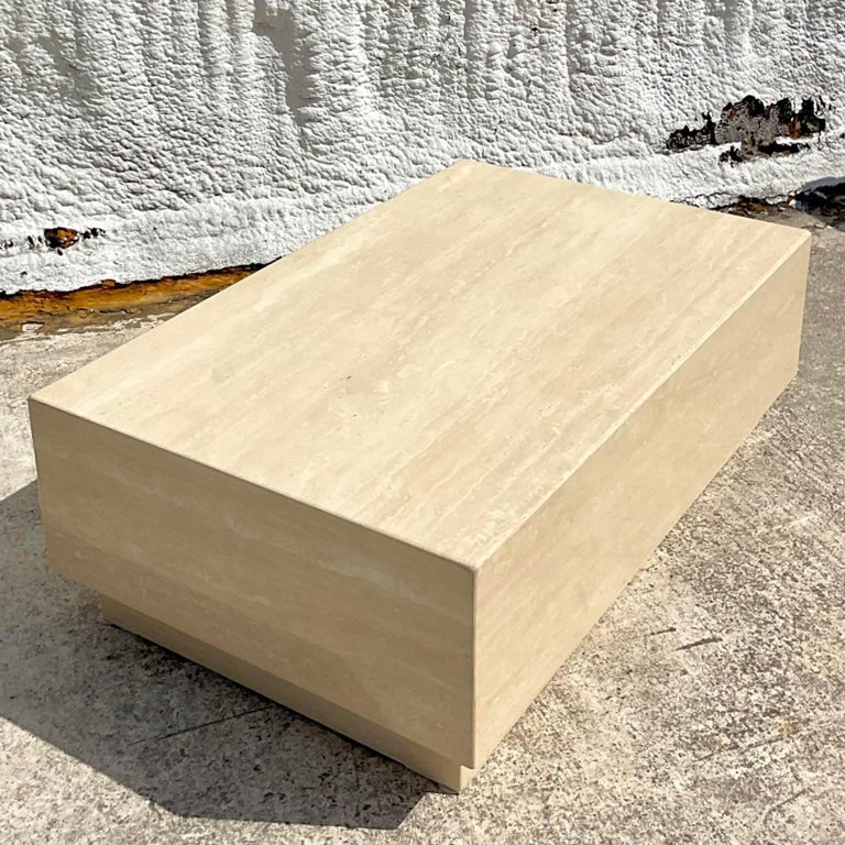 Vintage Contemporary Architectural Block Travertine Coffee Table For ...
