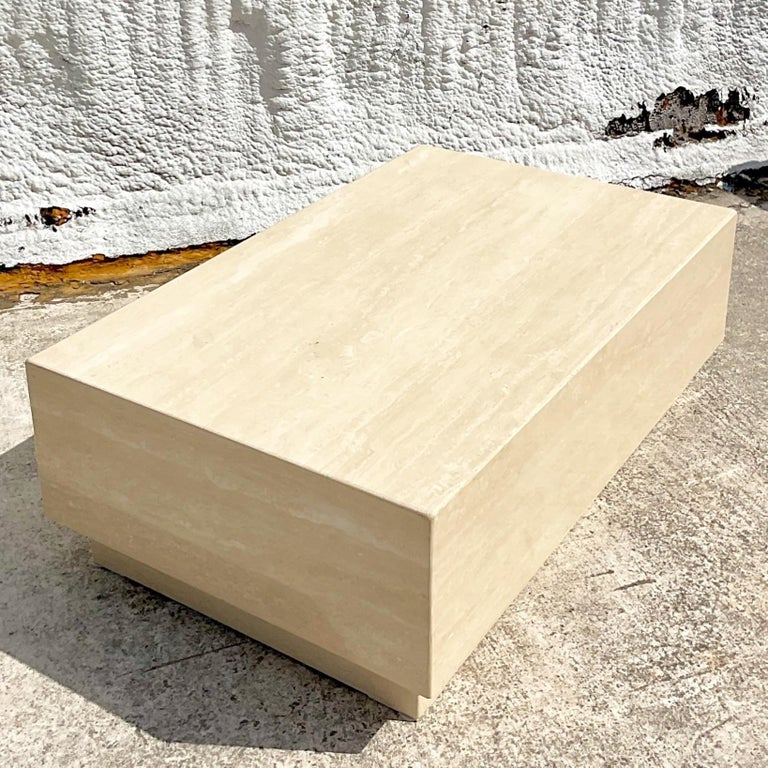 Vintage Contemporary Architectural Block Travertine Coffee Table For ...