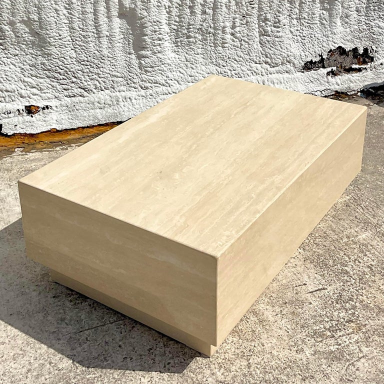 Vintage Contemporary Architectural Block Travertine Coffee Table For ...