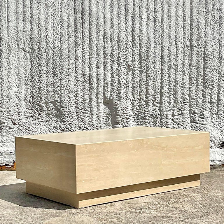 Vintage Contemporary Architectural Block Travertine Coffee Table For ...