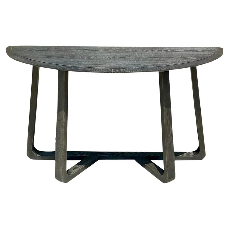 Vintage Contemporary Cerused Black Demilune Console Table at 1stDibs