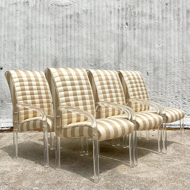 Vintage Contemporary Lion in Frost Lucite Dining Chairs, Set of Six For ...