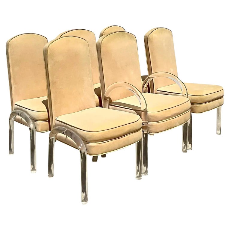 Vintage Contemporary Lucite and Ultra Suede Dining Chairs - Set of 6 ...
