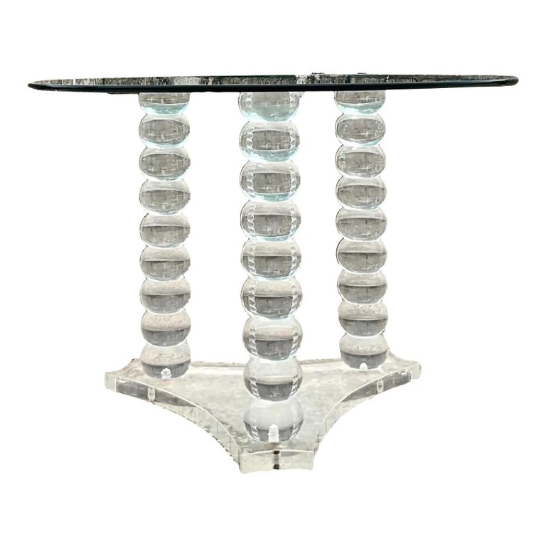 Vintage Contemporary Lucite Ball Bearing Pedestal Table For Sale at 1stDibs