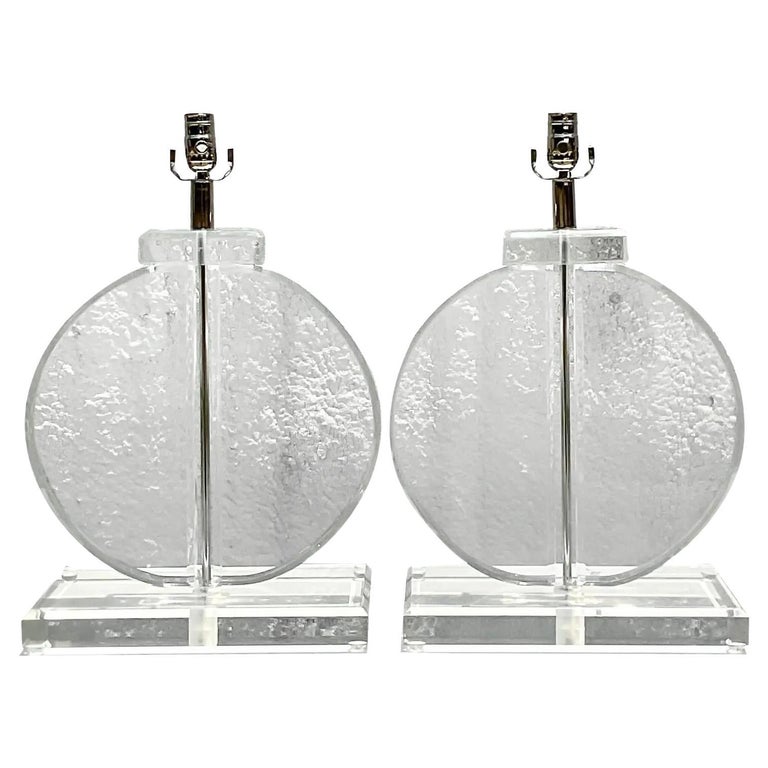 Vintage Contemporary Lucite Disc Lamps - a Pair at 1stDibs