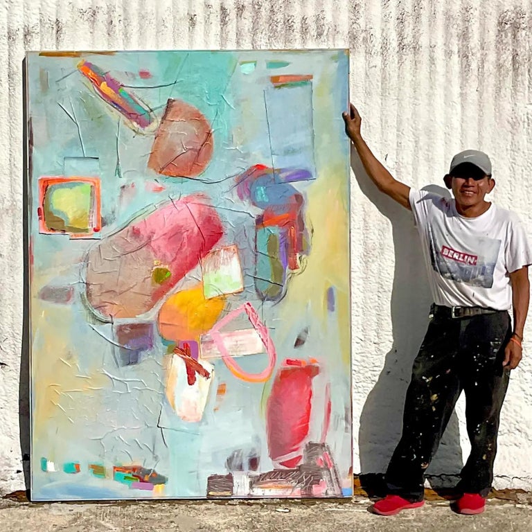 Vintage Contemporary Monumental Signed Abstract Original Oil Painting ...