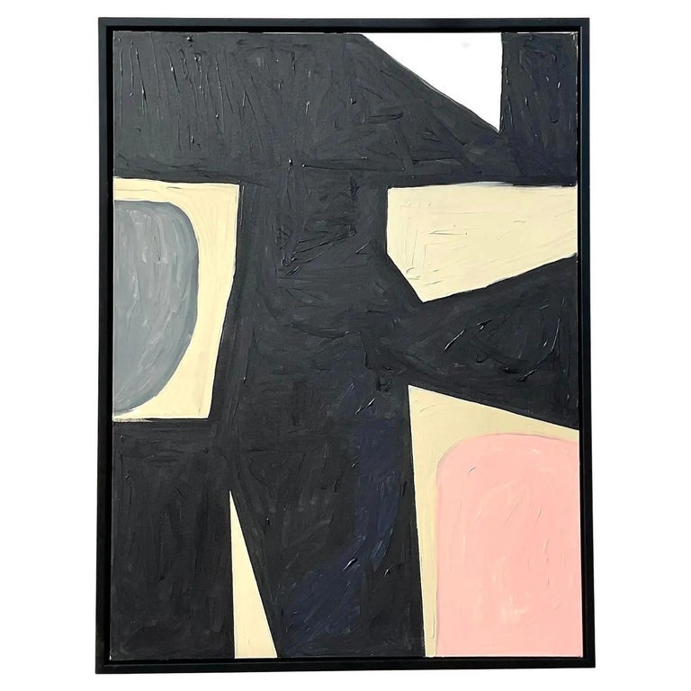 Vintage Contemporary Original Abstract Oil on Canvas For Sale at 1stDibs
