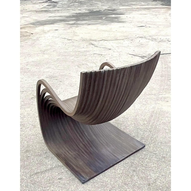 Vintage Contemporary Piegatto Pipo Wenge Wood Lounge Chair For Sale at ...