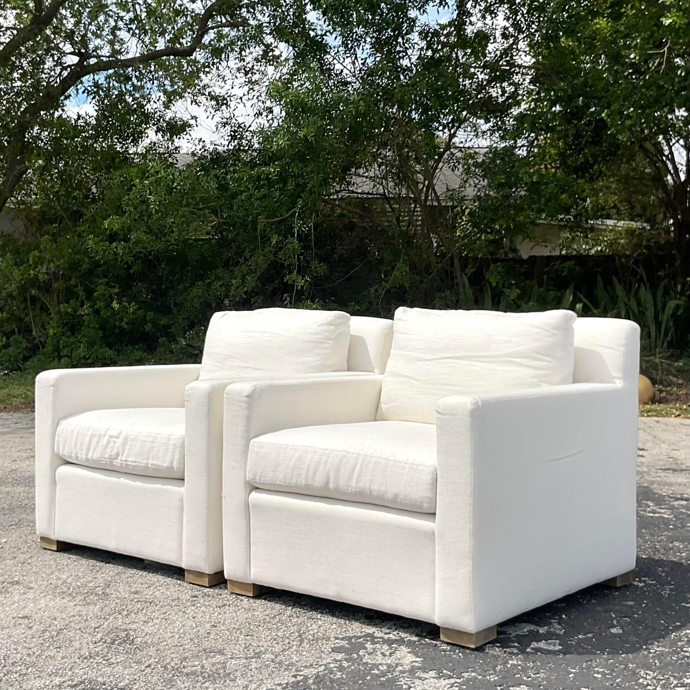 Vintage Contemporary Restoration Hardware Club Chairs - a Pair For Sale ...