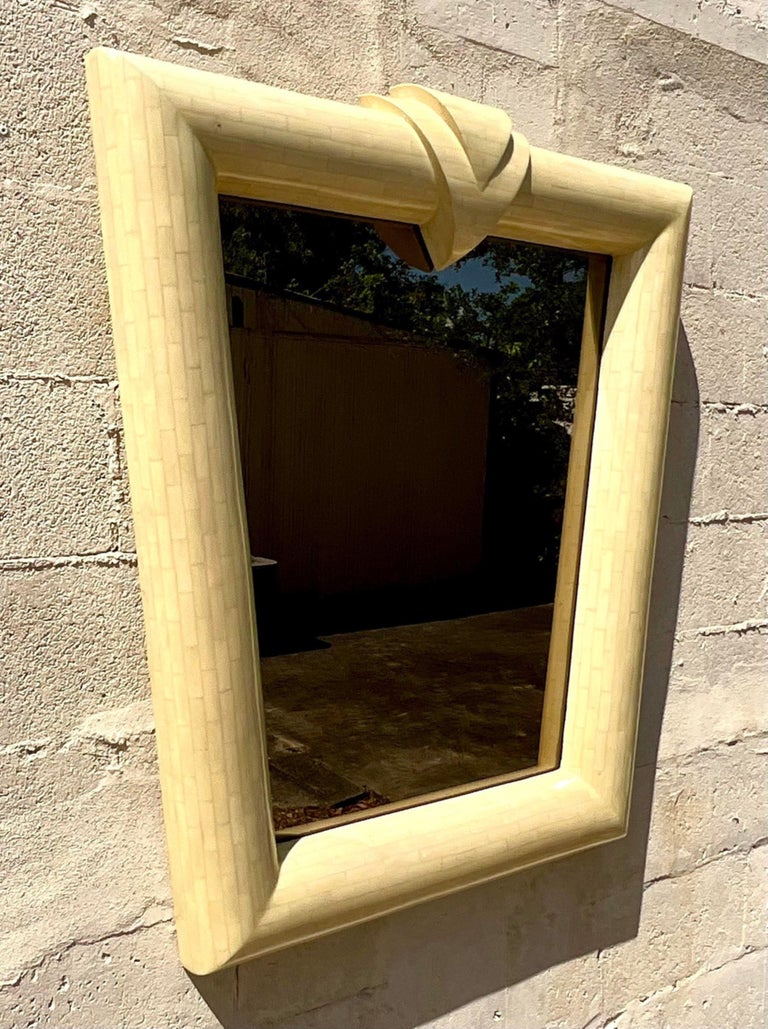Vintage Contemporary Tessellated Bone Mirror For Sale at 1stDibs