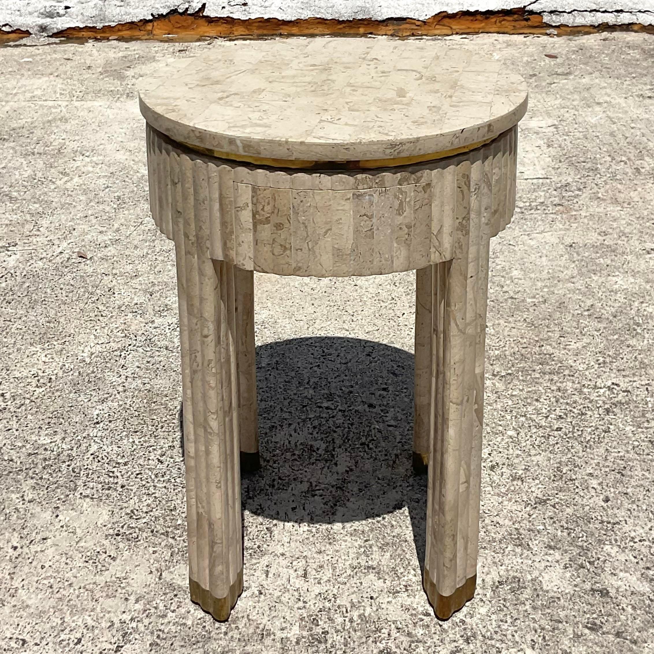 Vintage Contemporary Tessellated Stone Side Table at 1stDibs