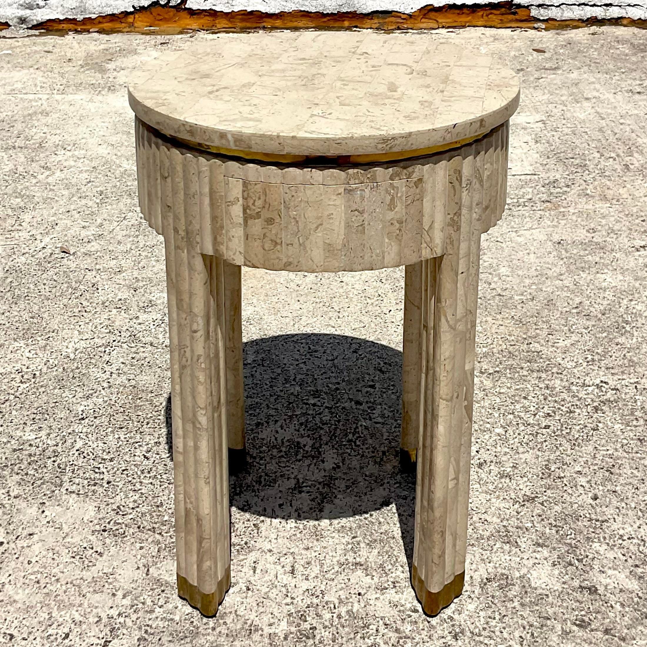 Vintage Contemporary Tessellated Stone Side Table at 1stDibs