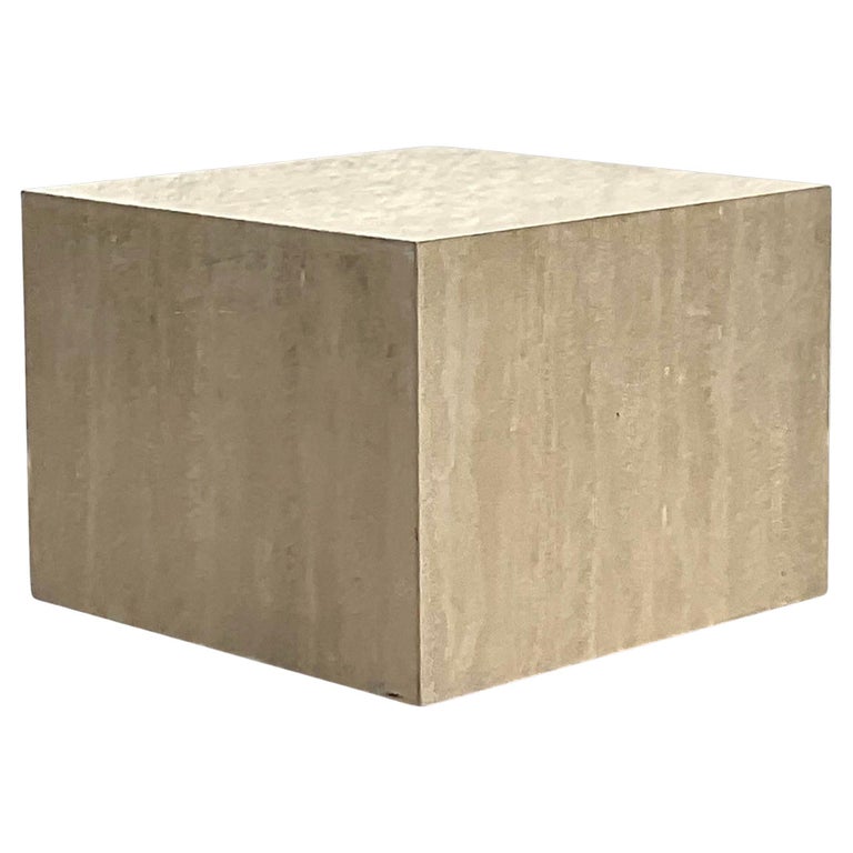 Vintage Contemporary Travertine Cube Side Table For Sale at 1stDibs