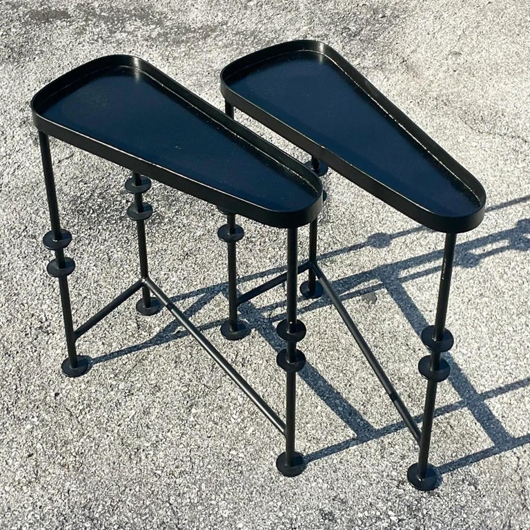 Vintage Contemporary Triangle Side Tables, a Pair at 1stDibs
