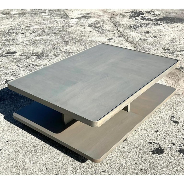 Vintage Contemporary Two Tier Sullivan Coffee Table For Sale at 1stDibs