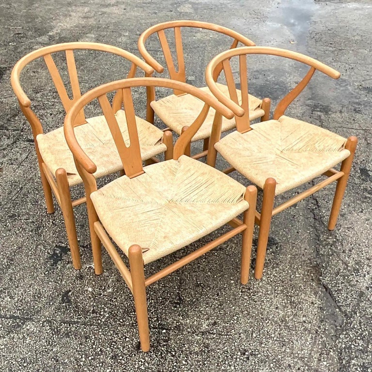 Vintage Contemporary Wishbone Dining Chairs After Hans Wegner, Set of 4 ...