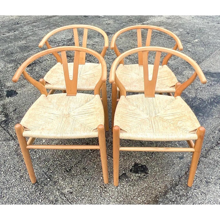 Vintage Contemporary Wishbone Dining Chairs After Hans Wegner, Set of 4 ...