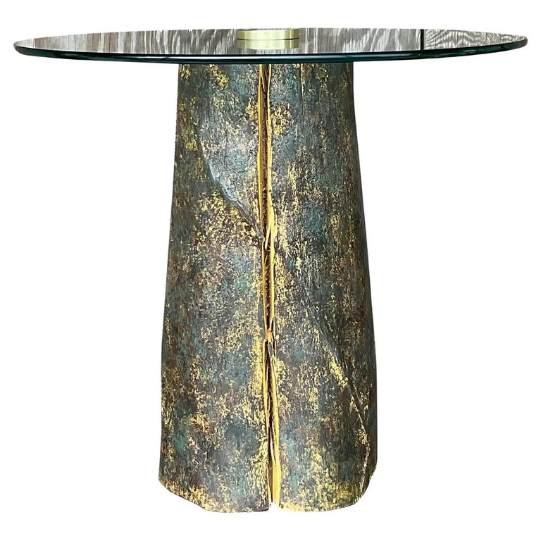 Vintage Contemporary Wood Trunk Side Table For Sale at 1stDibs