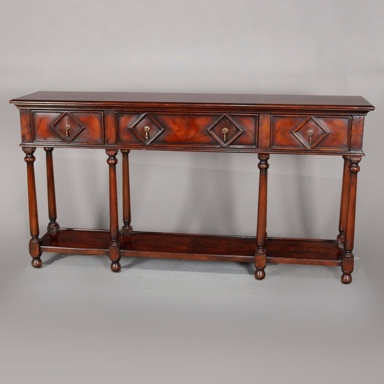 Vintage Continental Flame Mahogany Three-Drawer Silver Server, circa ...