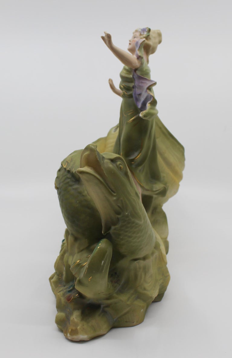 Vintage Continental Porcelain Sea Nymph Sculpture Centrepiece Bowl For ...