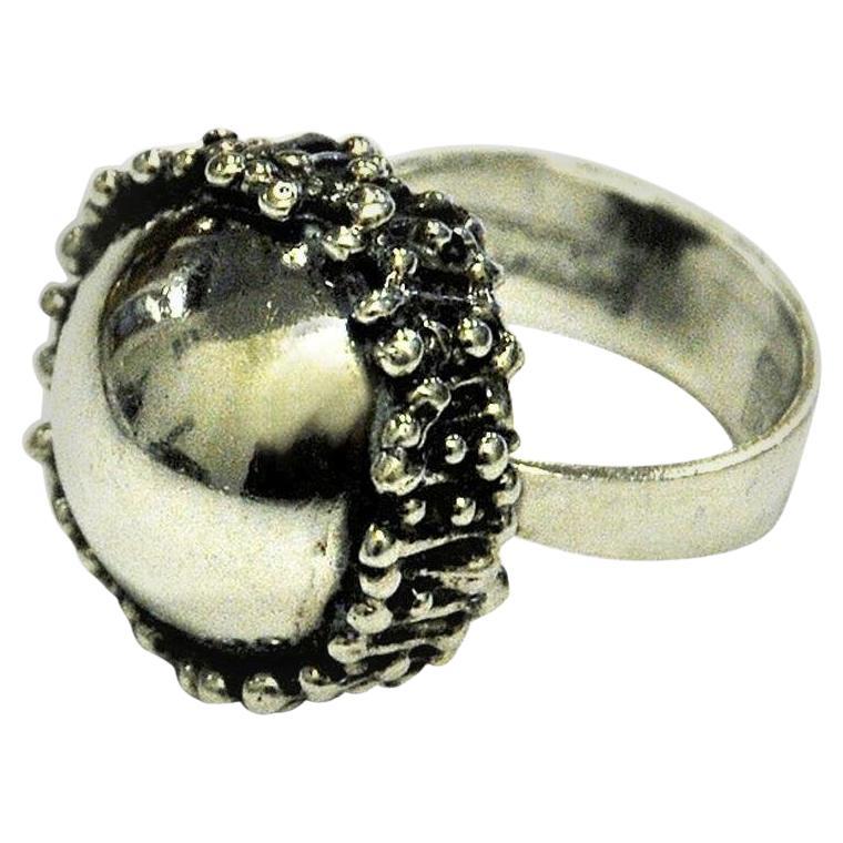 Vintage convex shaped silverring by Erik Granit, Finland 1971 For Sale at 1stDibs