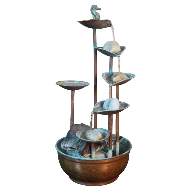 Vintage Copper 6 Tier Cascading Table Top Sea Horse Garden Water ...