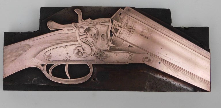 Vintage Copper Printing Blocks of Bayard Shotgun Rifles For Sale at 1stDibs