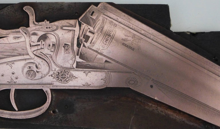 Vintage Copper Printing Blocks of Bayard Shotgun Rifles For Sale at 1stDibs