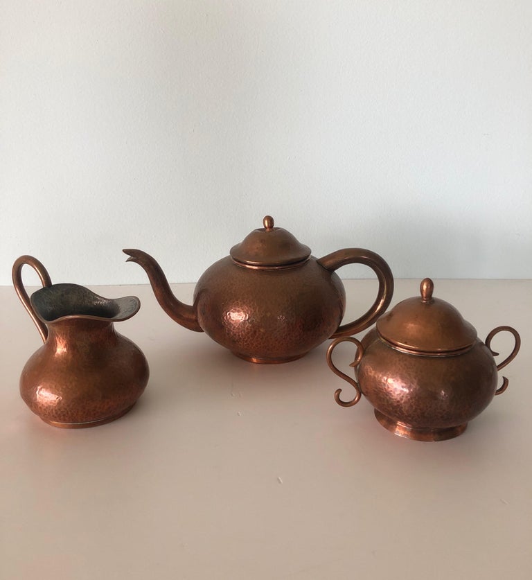 Vintage Copper Tea or Coffee Serving Set For Sale at 1stDibs