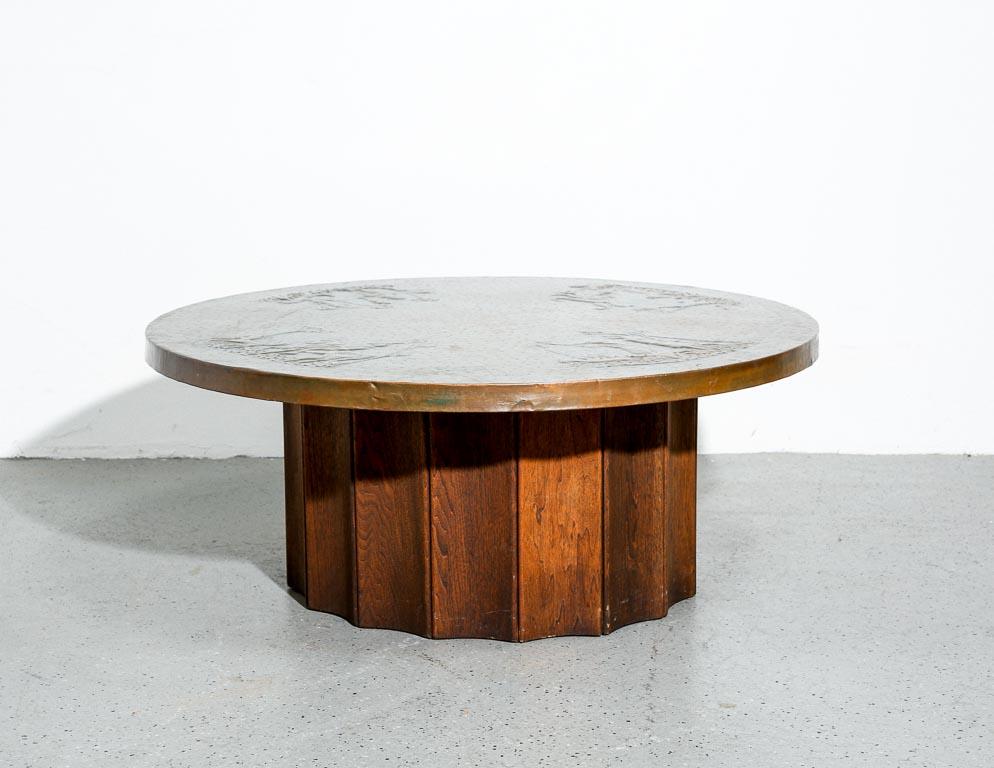 Vintage Copper Top Coffee Table in the Style of Philip and Kelvin ...
