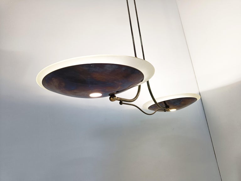 Vintage Copper Uplighter Chandelier, 1980s For Sale at 1stDibs