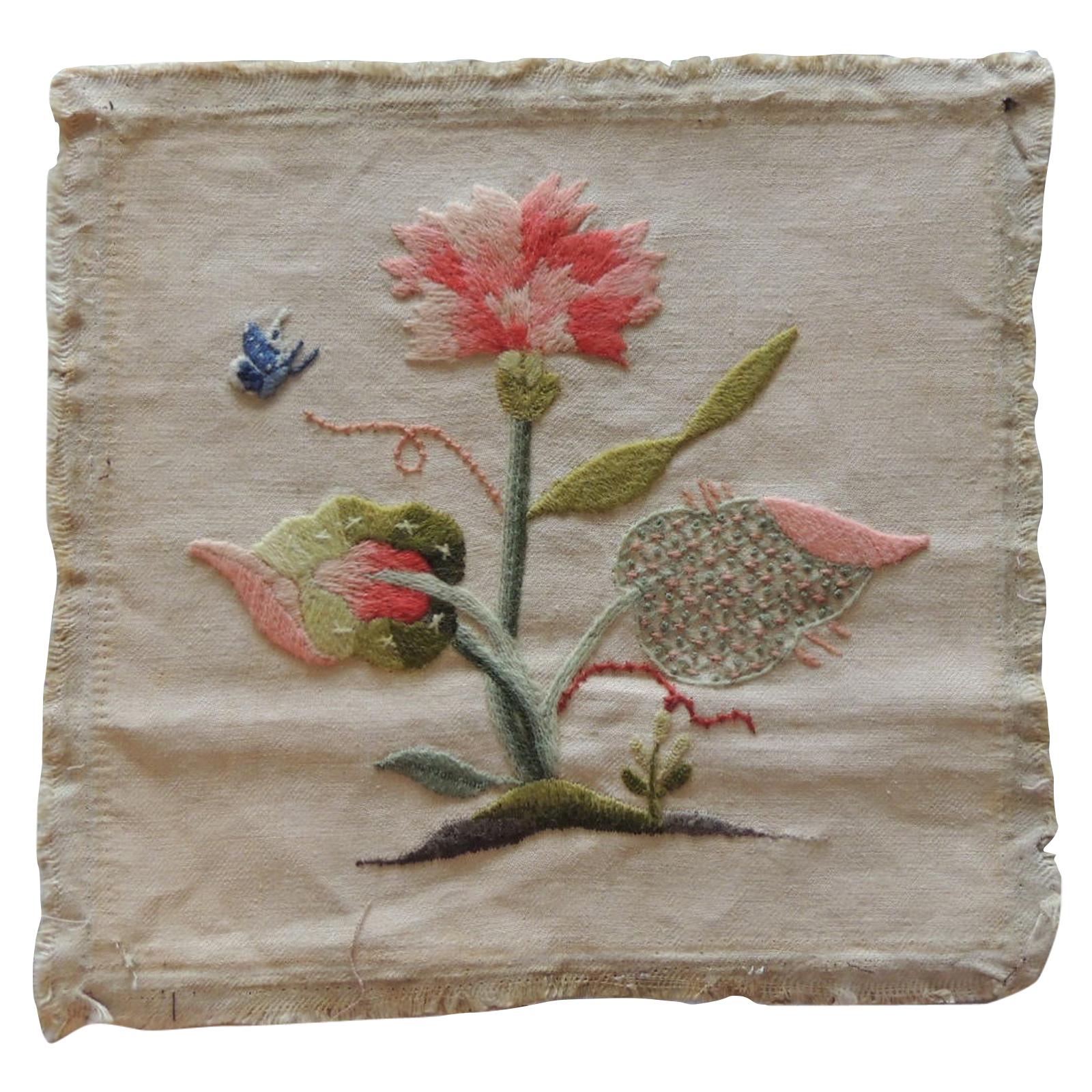 Pair of Antique English Crewel Work, circa 17th Century For Sale at 1stDibs