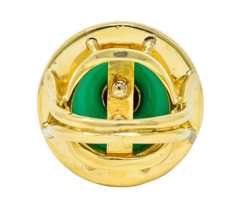 Vintage Coral Chrysoprase Rock Crystal 18 Karat Gold Circle Ring For ...