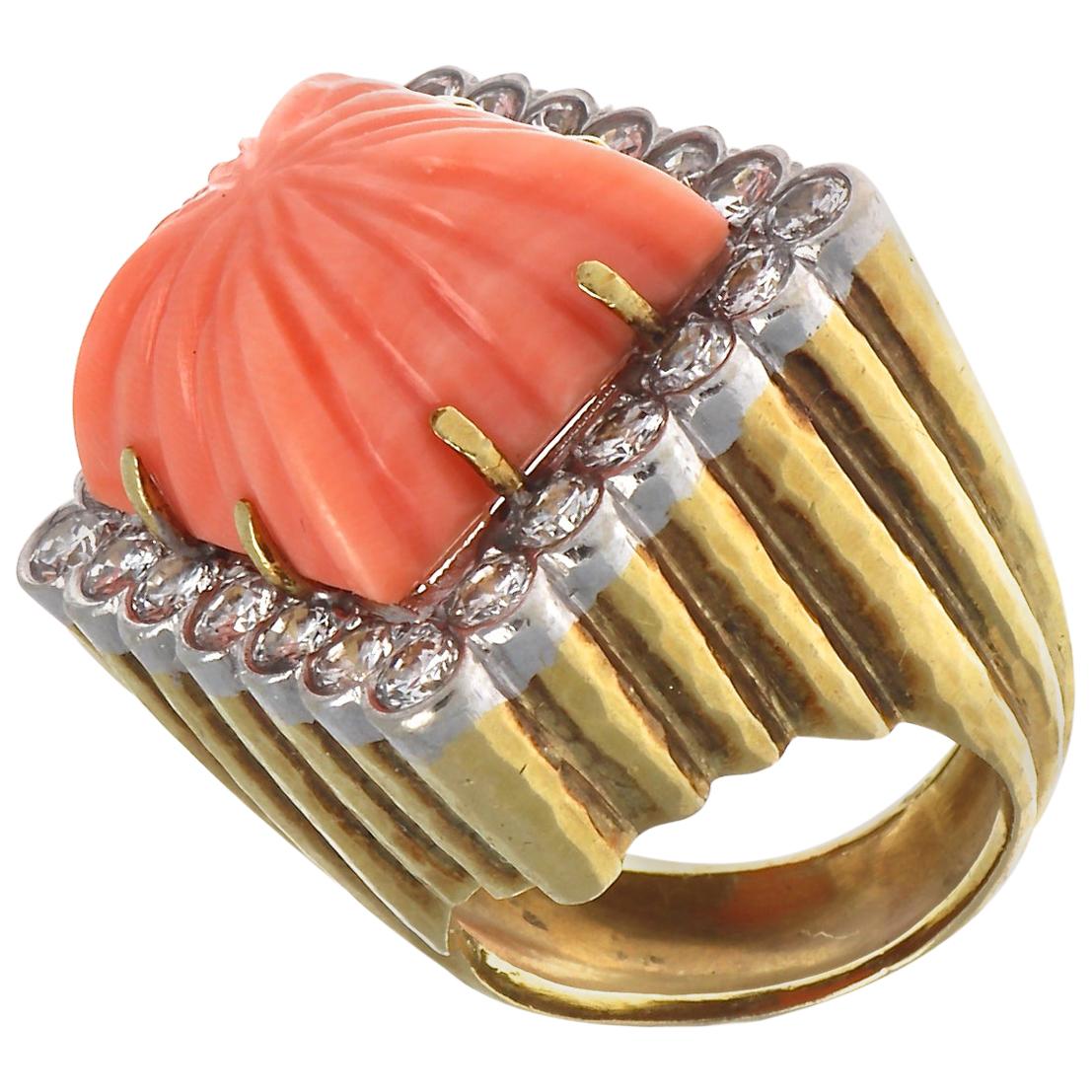 Antique Coral Cocktail Rings - 415 For Sale at 1stdibs