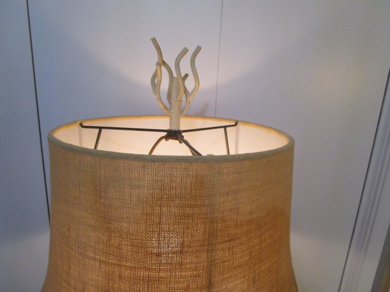 Vintage Coral Effect Twig Wrought Iron White Tripod Base Table Lamp ...
