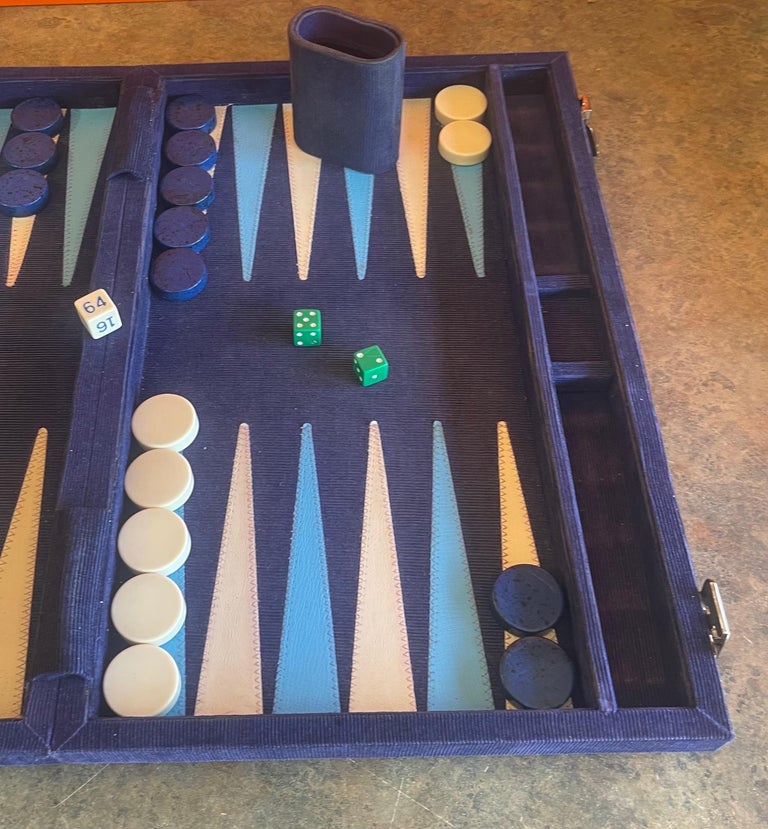 Vintage Corduroy and Bakelite Backgammon Set For Sale at 1stDibs
