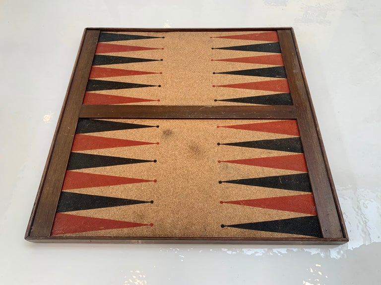 Vintage Cork and Wood Backgammon/ Chess Board For Sale at 1stDibs